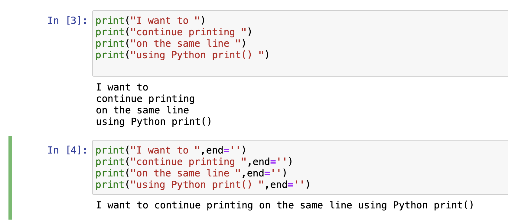 Python Print Function Without A Newline Using The End Parameter